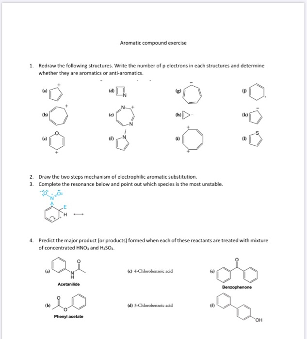 Solved Aromatic compound exercise 1. Redraw the following | Chegg.com
