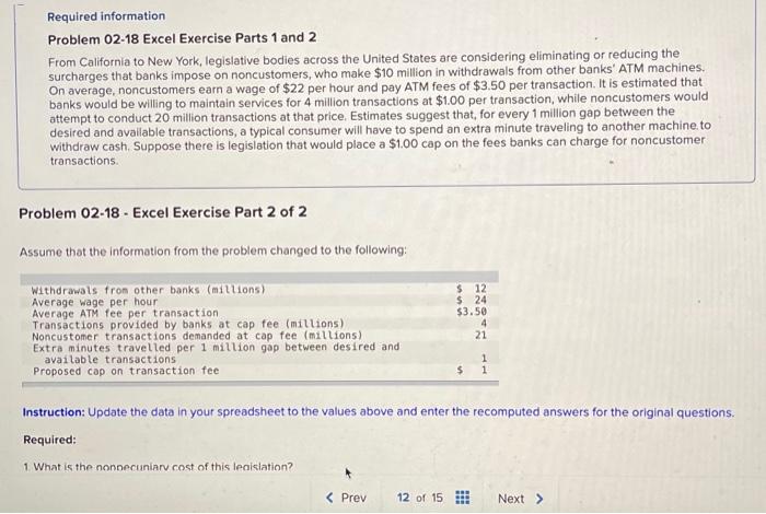 Solved Instruction Update The Data In Your Spreadsheet To