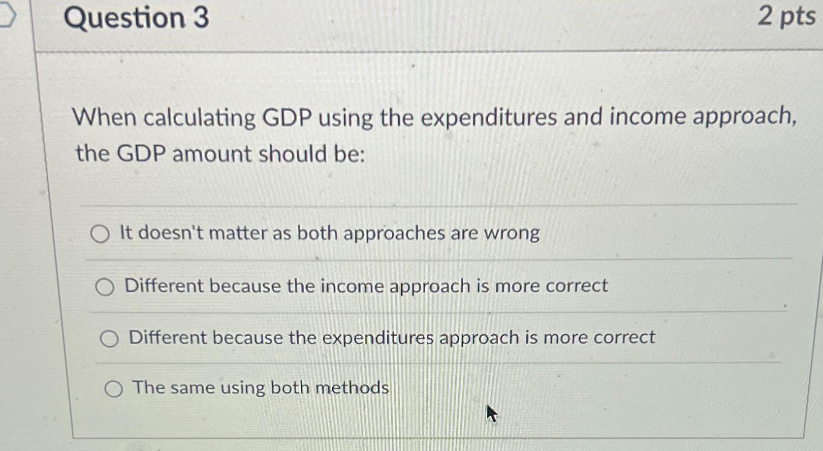 Solved Question 32 ﻿ptsWhen calculating GDP using the | Chegg.com