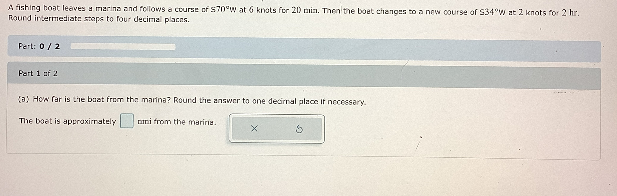 Solved Please answer part A and B given.A fishing boat | Chegg.com
