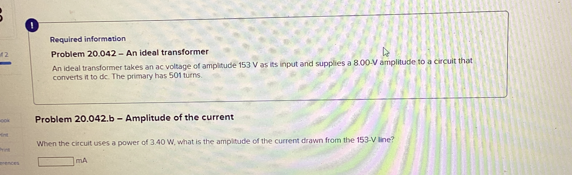 Solved !Required informationProblem 20.042 - ﻿An ideal | Chegg.com