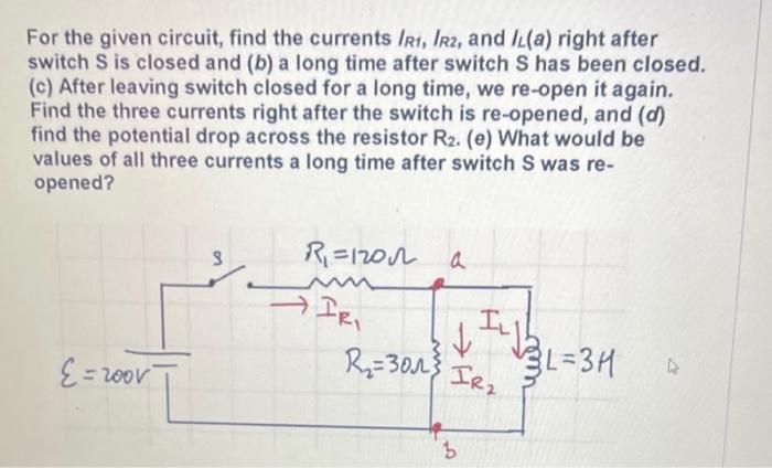 Solved For the given circuit, find the currents Irt, IR2, | Chegg.com
