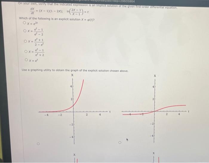 Solved dtdx=(x−1)(1−2x);ln(x−12x−1)=t Which of the following | Chegg.com