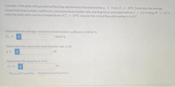 Solved Consider a flat plate with parallel airflow (top and | Chegg.com