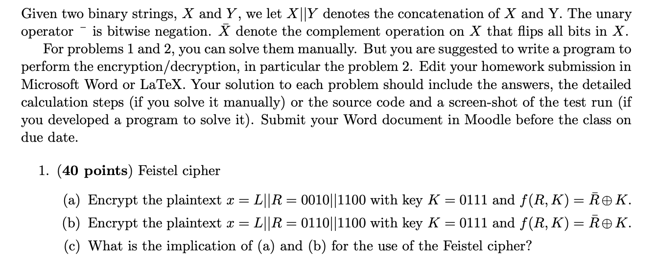 Solved Feistel cipher (please refer to the photo to better | Chegg.com
