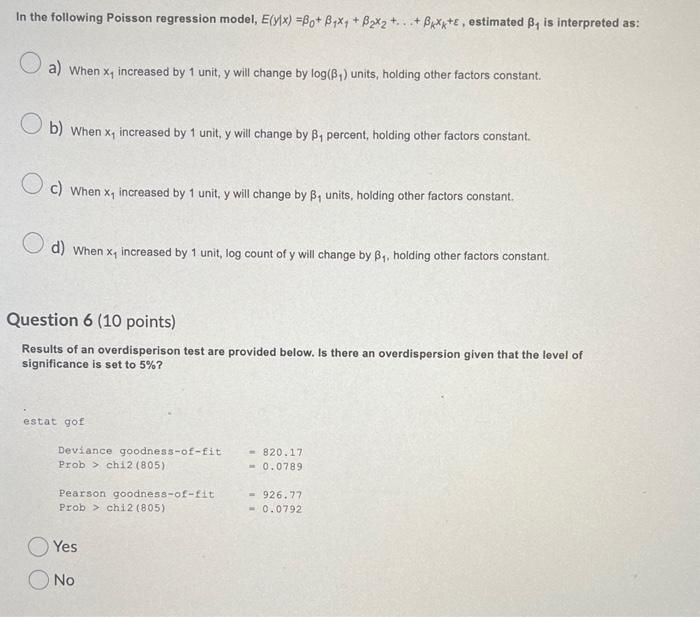 Solved In the following Poisson regression model, | Chegg.com