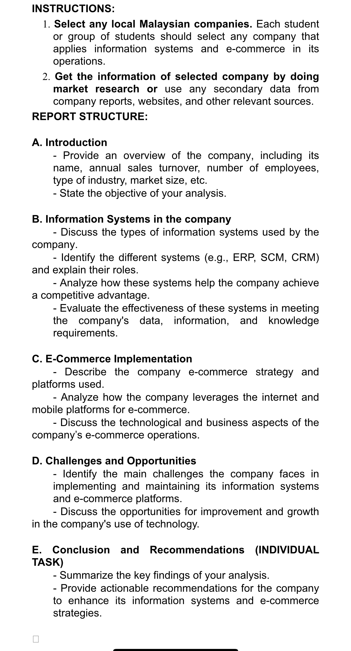 Solved INSTRUCTIONS:Select any local Malaysian companies. | Chegg.com