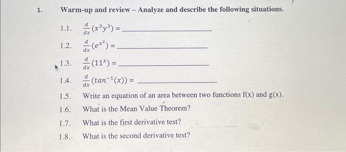 Solved 1. Warm-up and review - Analyze and describe the | Chegg.com