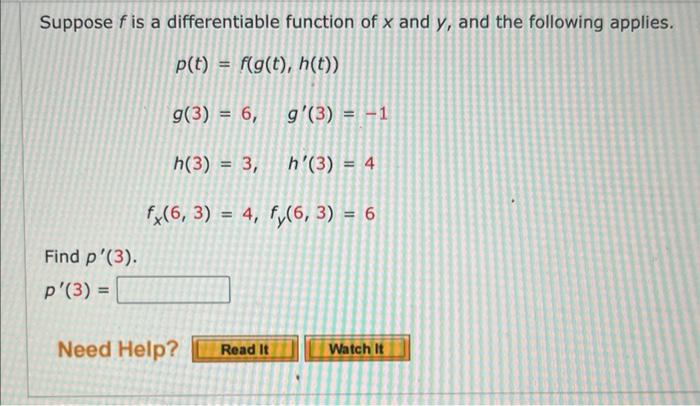 Solved Suppose f is a differentiable function of x and y, | Chegg.com