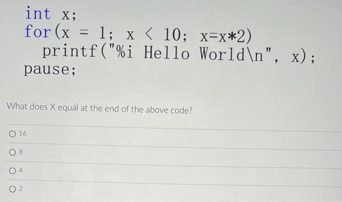 Solved int x; for(x=1;x