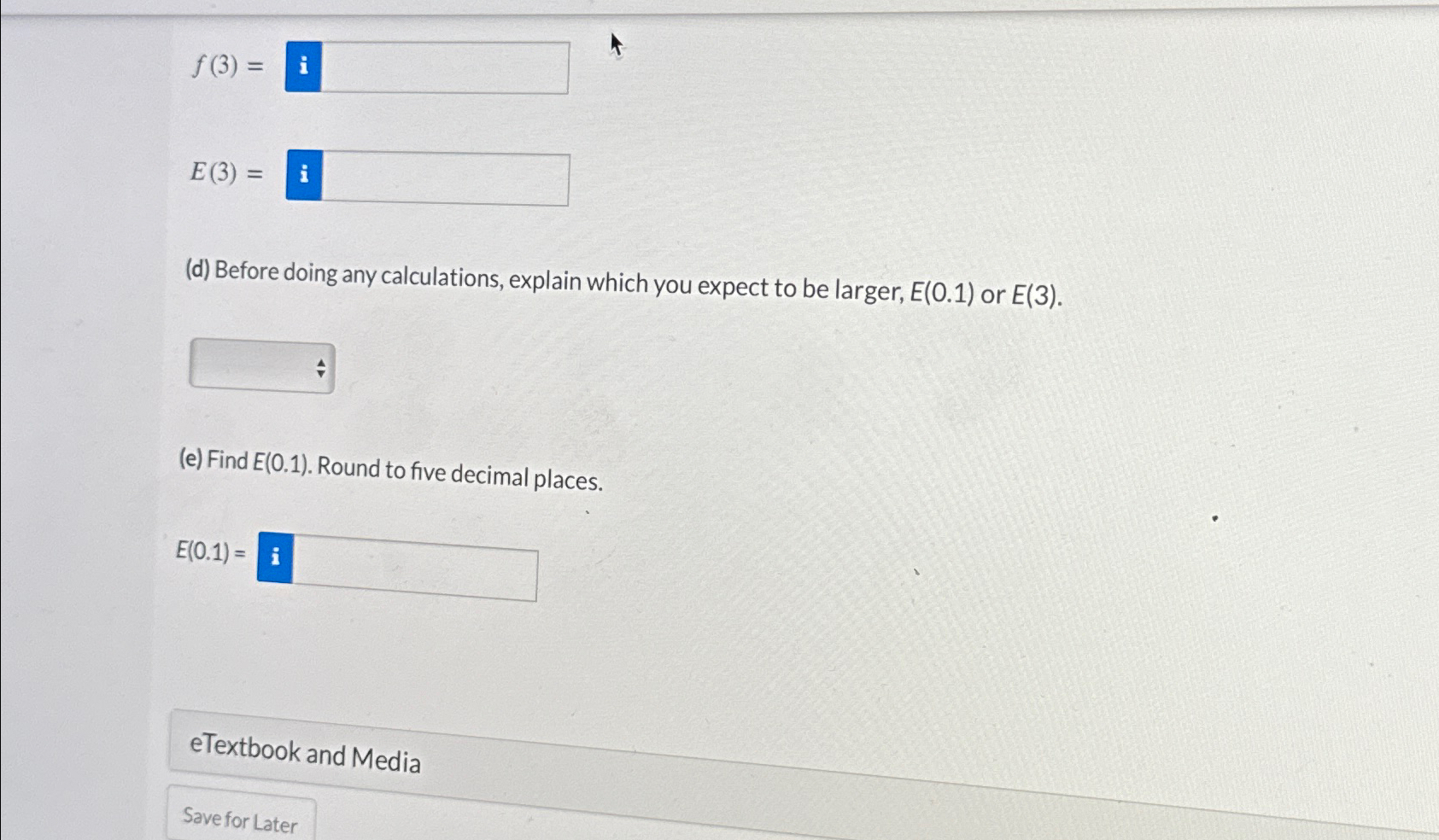 f(3)=E(3)=(d) ﻿Before doing any calculations, explain | Chegg.com