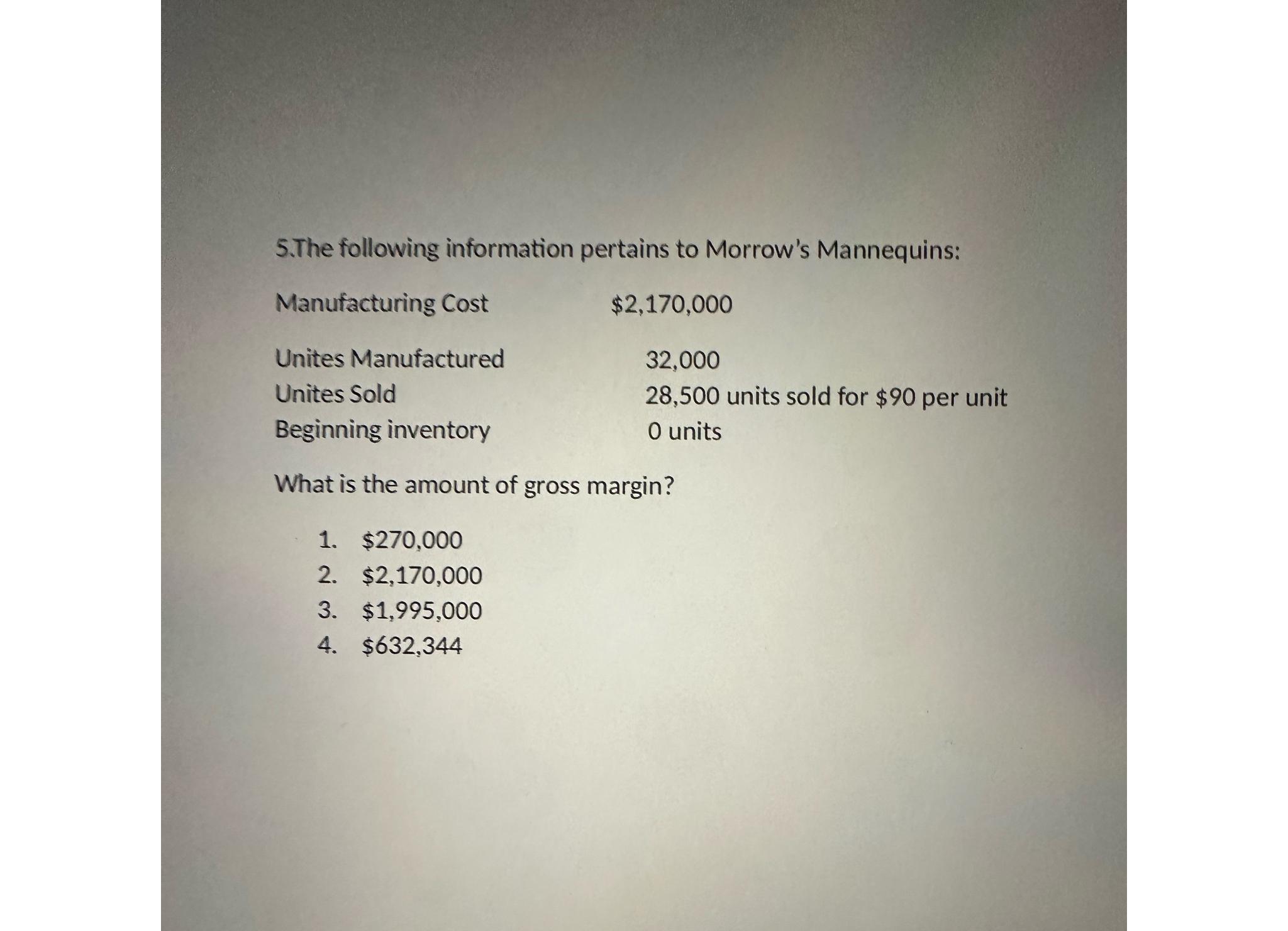 Solved 5.The following information pertains to Morrow's | Chegg.com