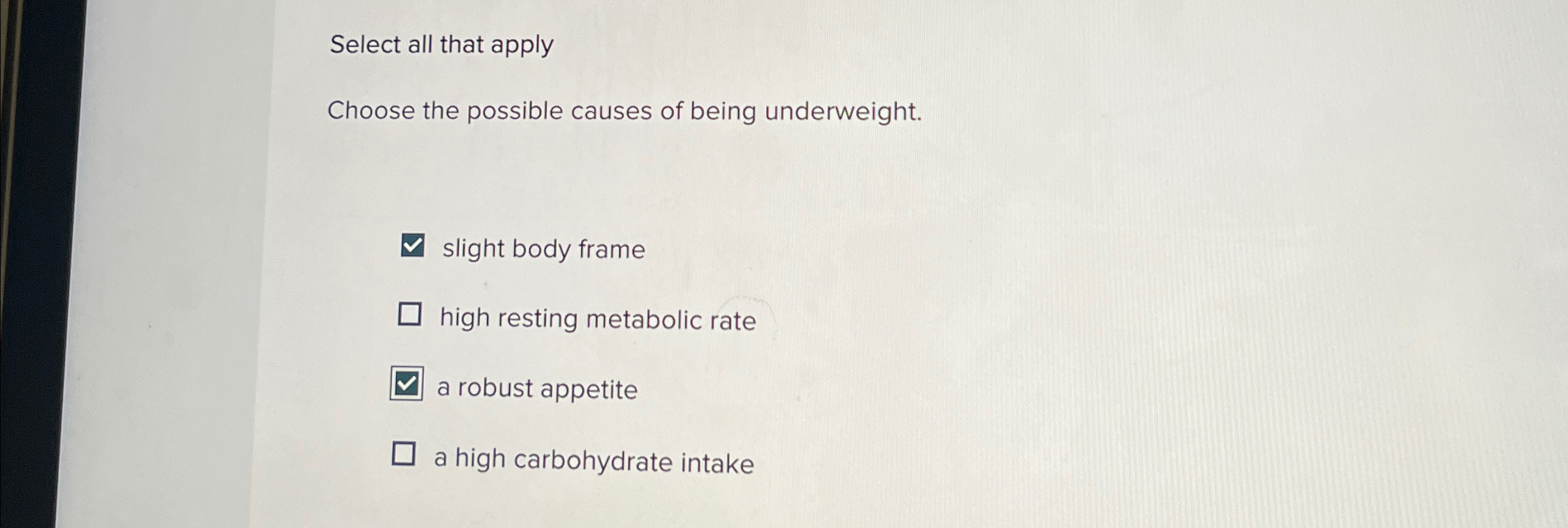 Solved Select all that applyChoose the possible causes of | Chegg.com