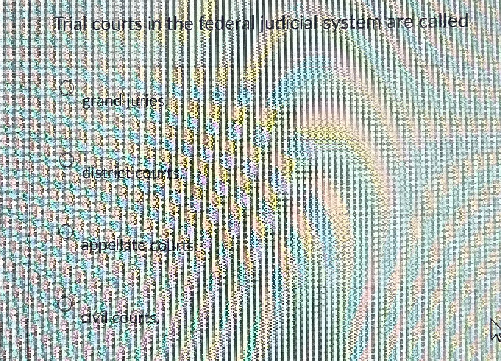 Solved Trial courts in the federal judicial system are | Chegg.com