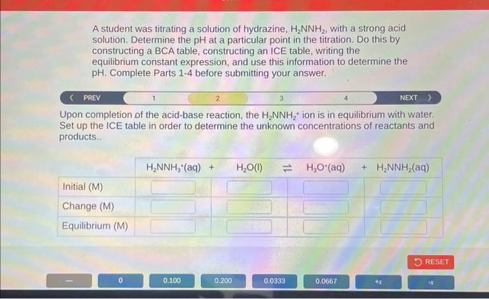 Solved A student was titrating a solution of hydrazine, | Chegg.com