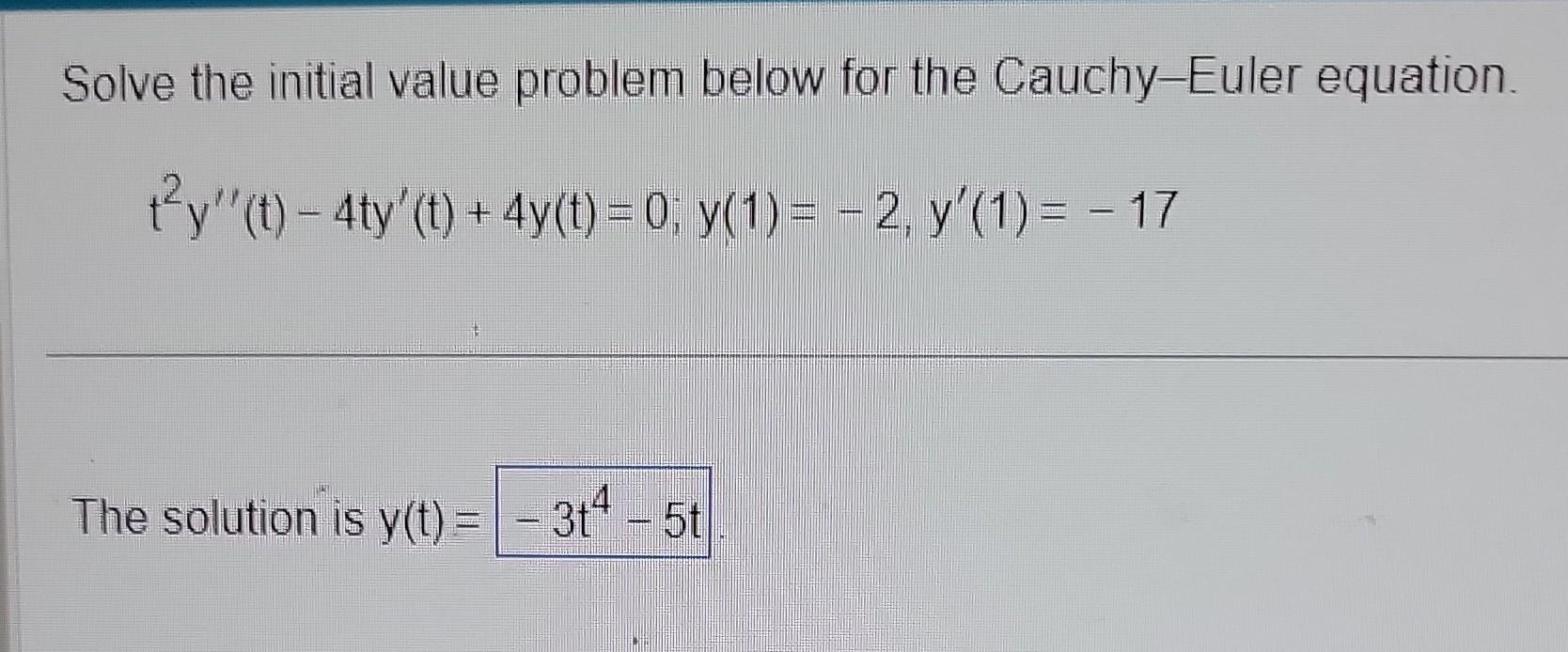 Solved Solve the initial value problem below for the | Chegg.com