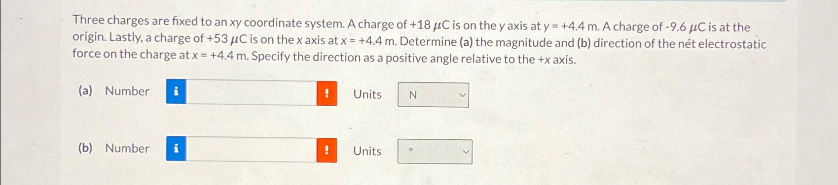 Solved Three charges are fixed to an xy ﻿coordinate system. | Chegg.com