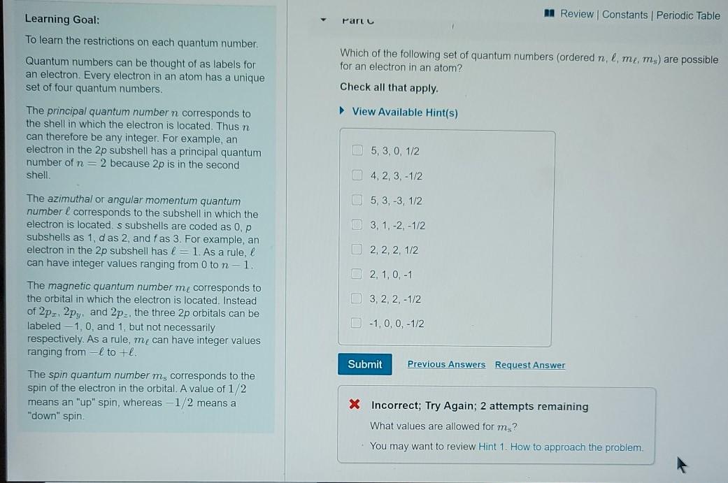 Solved A Review Constants Periodic Table Learning Goal: | Chegg.com
