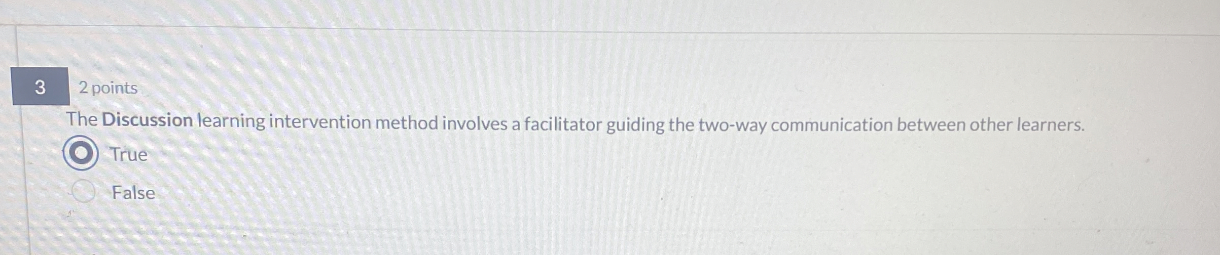 Solved 32 ﻿pointsThe Discussion learning intervention method | Chegg.com
