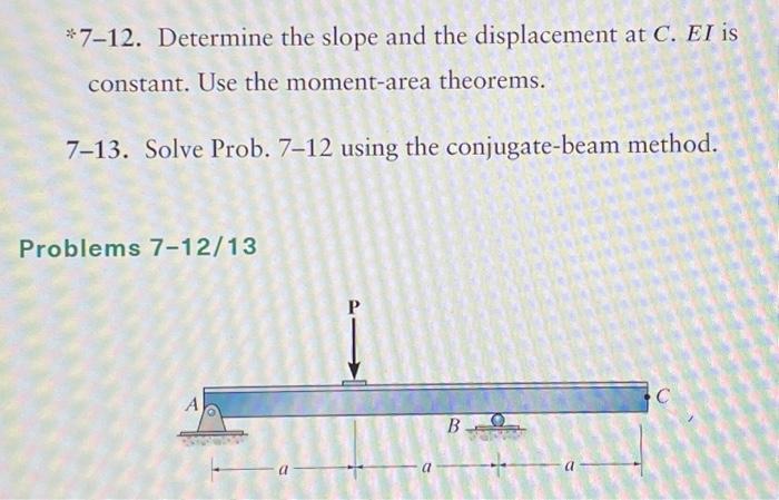 Solved ∗7−12. Determine the slope and the displacement at C. | Chegg.com
