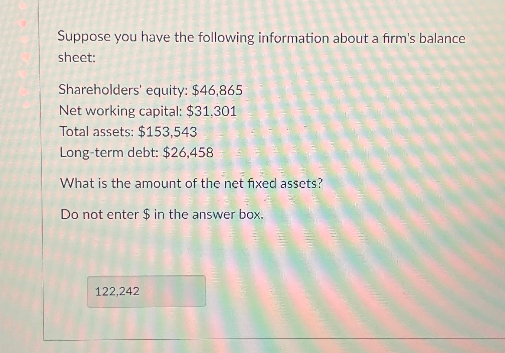 Solved Suppose you have the following information about a | Chegg.com