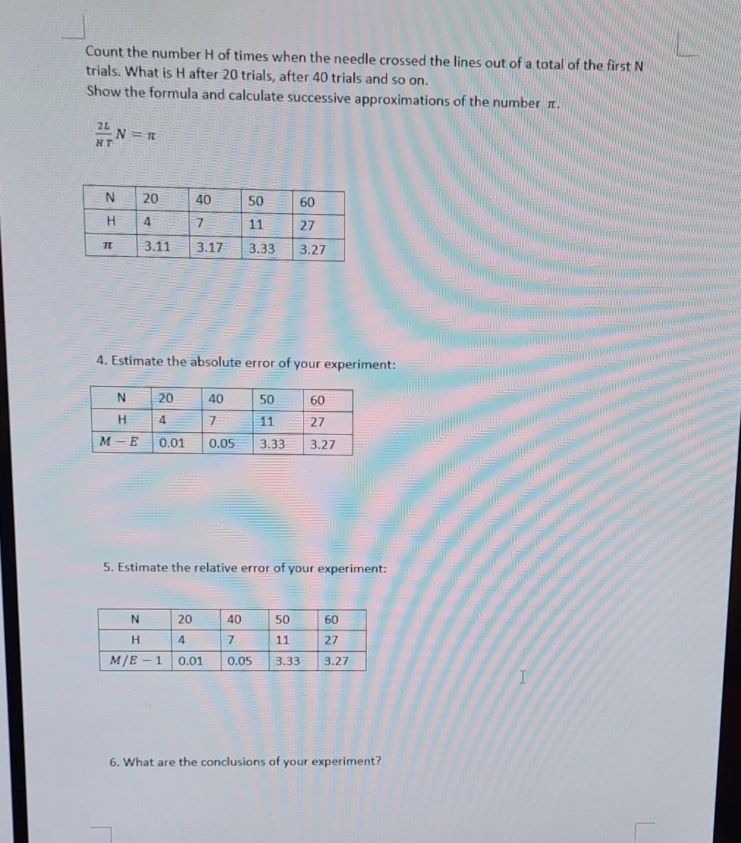 Buffon's Needle experiment Instructions - Get a | Chegg.com