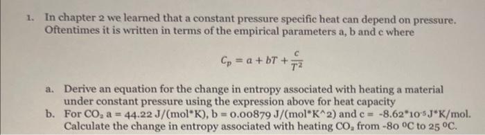 Solved In chapter 2 we learned that a constant pressure | Chegg.com