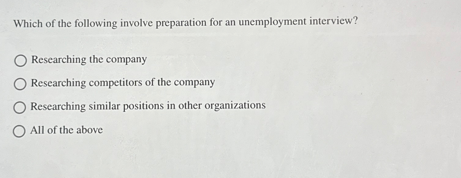 Solved Which of the following involve preparation for an | Chegg.com