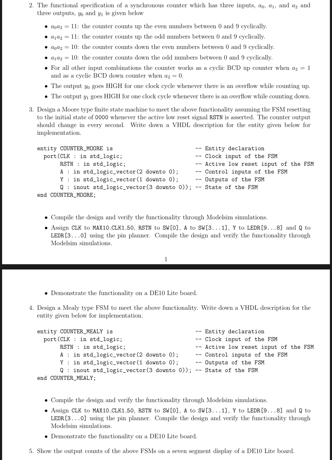 Solved The functional specification of a synchronous counter | Chegg.com