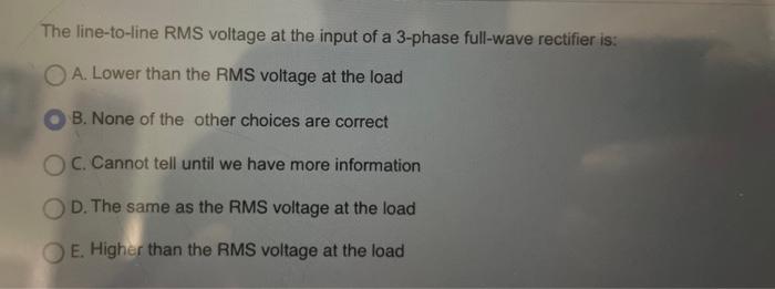 Solved The line-to-line RMS voltage at the input of a | Chegg.com