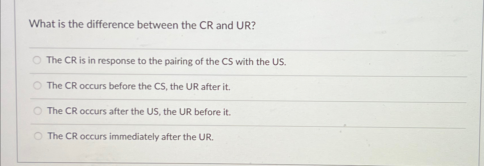 Solved What is the difference between the CR and UR?The CR | Chegg.com