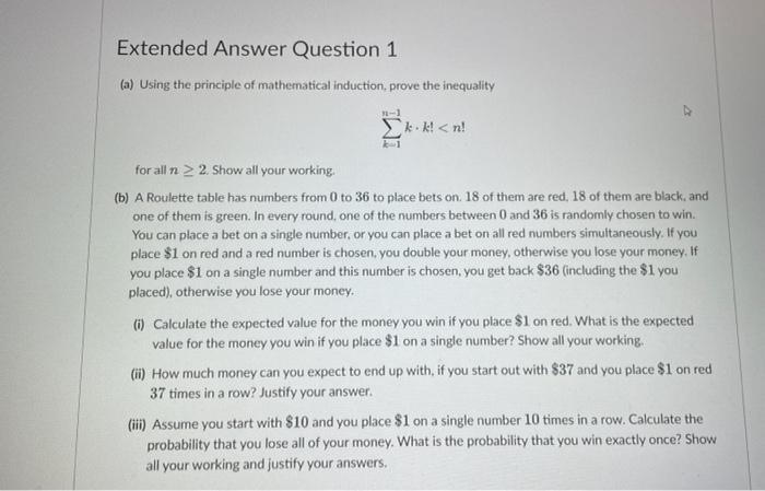 Solved Extended Answer Question 1 (a) Using the principle of | Chegg.com