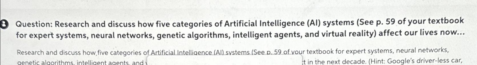 Solved 3 ﻿Question: Research and discuss how five categories | Chegg.com