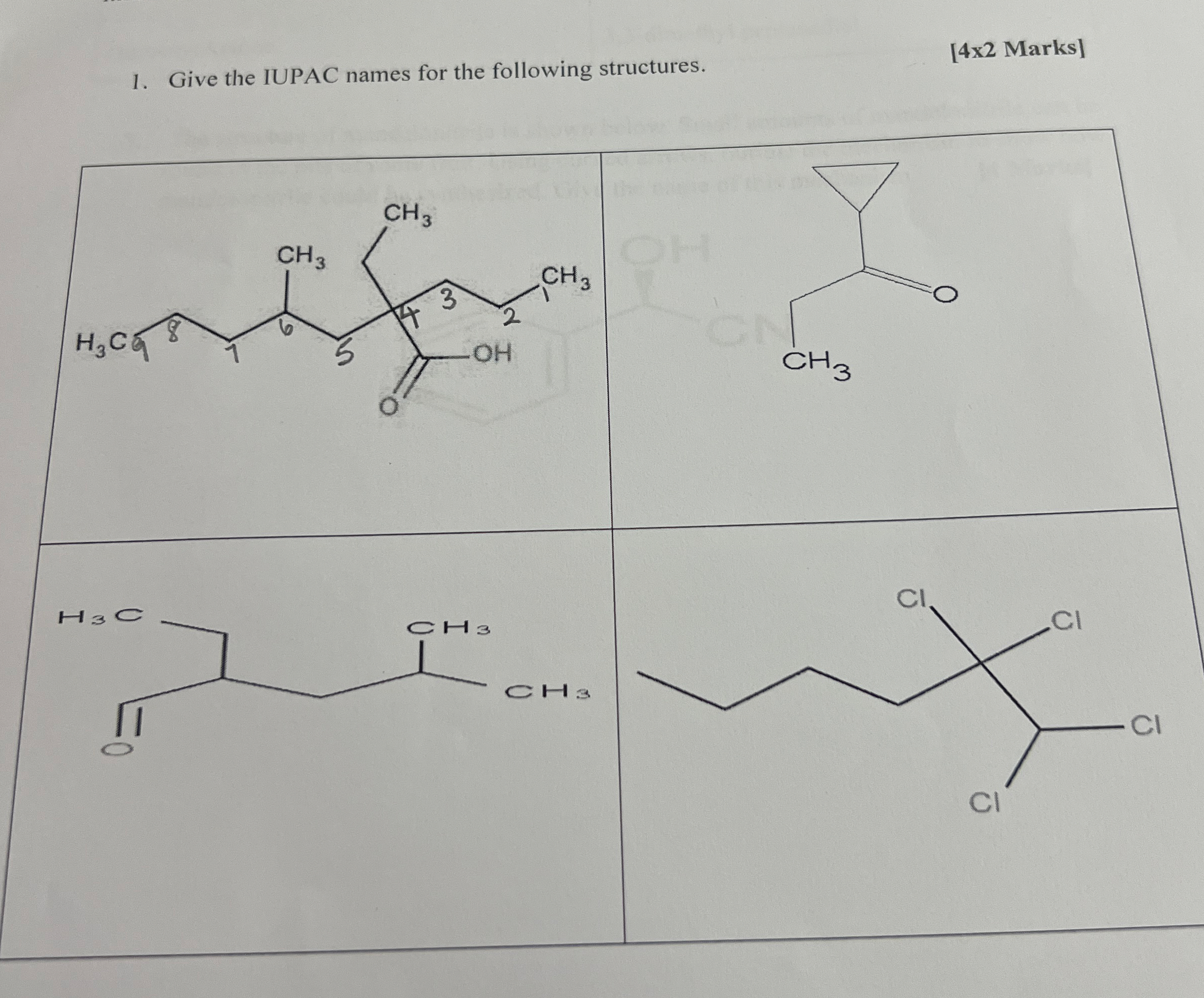 Solved Give the IUPAC names for the following | Chegg.com