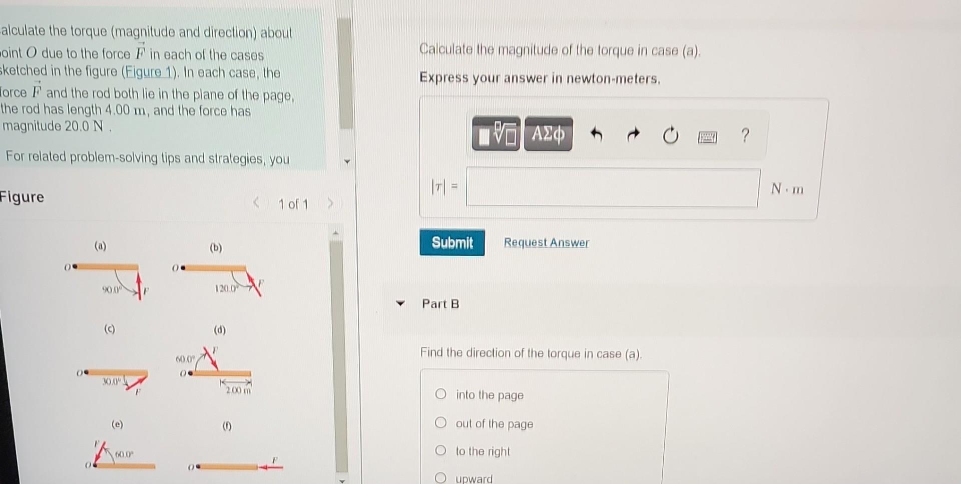 Solved alculate the torque (magnitude and direction) about | Chegg.com