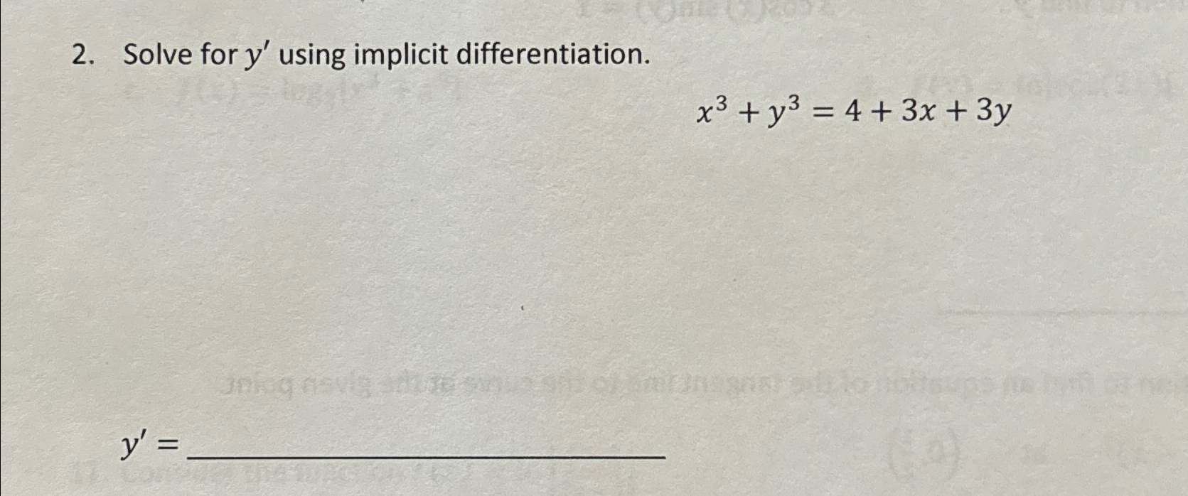 Solved Solve for y' ﻿using implicit | Chegg.com