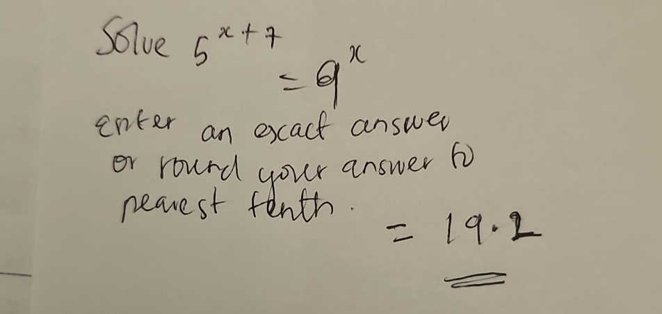 Solved Solve 5x+7=9xenter an excact answes or round your | Chegg.com