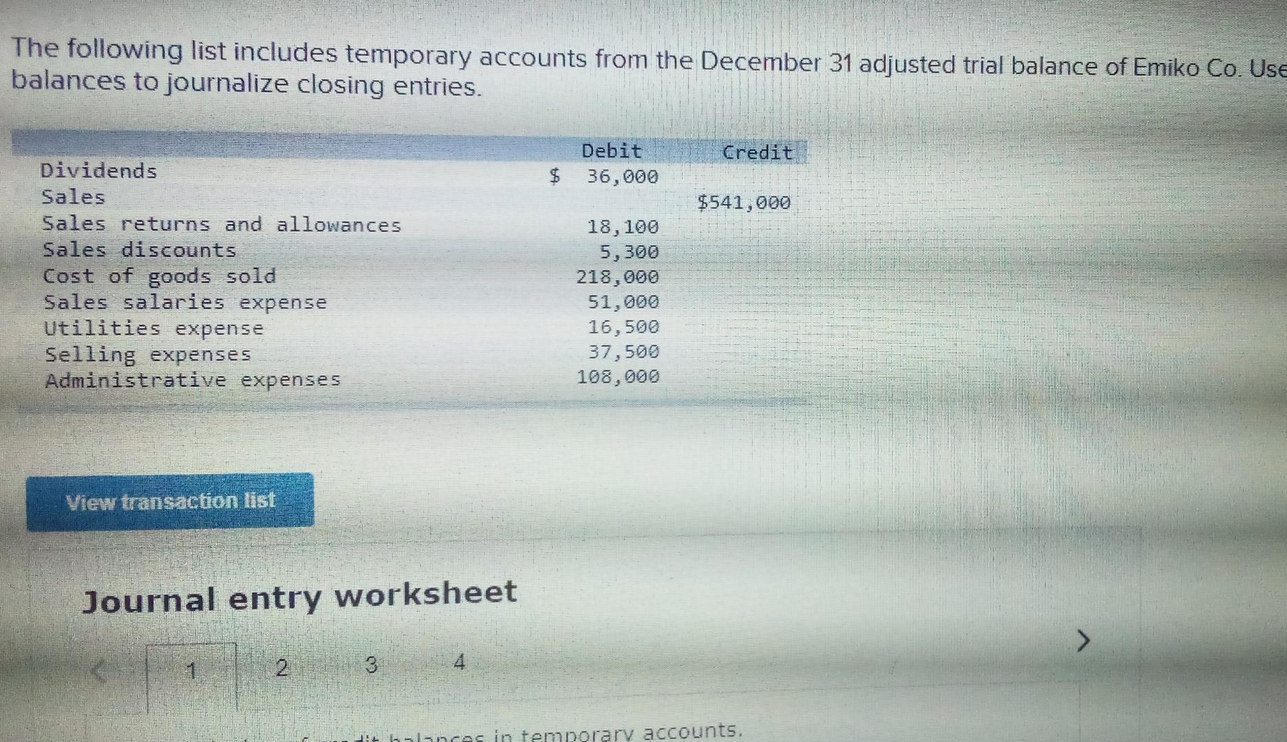 Solved The following list includes temporary accounts from | Chegg.com