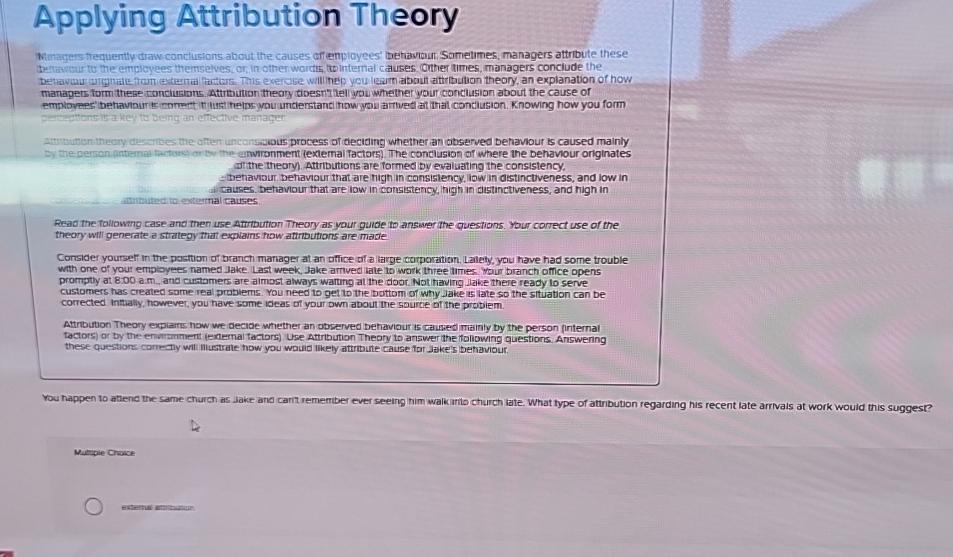 Solved Applying Attribution Theory of the theory. | Chegg.com