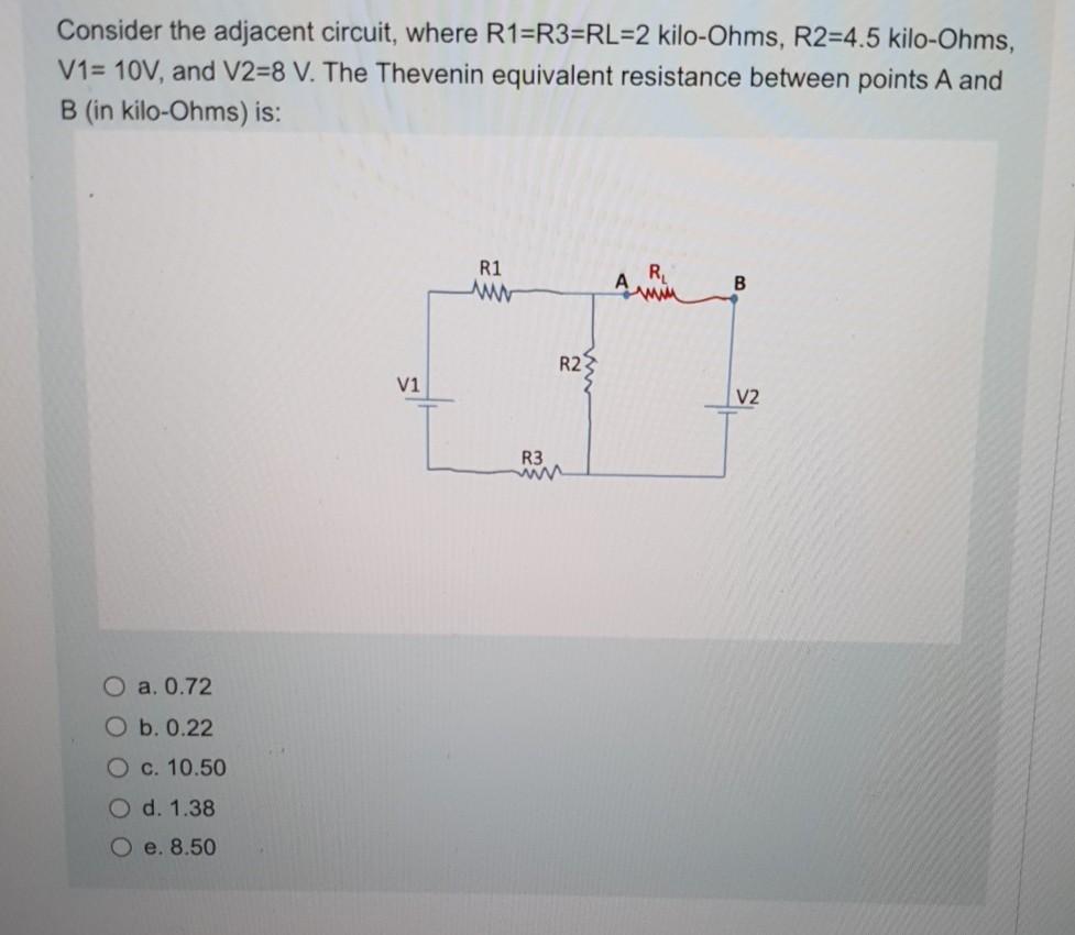 Solved Consider the adjacent circuit, where R1=R3=RL=2 | Chegg.com