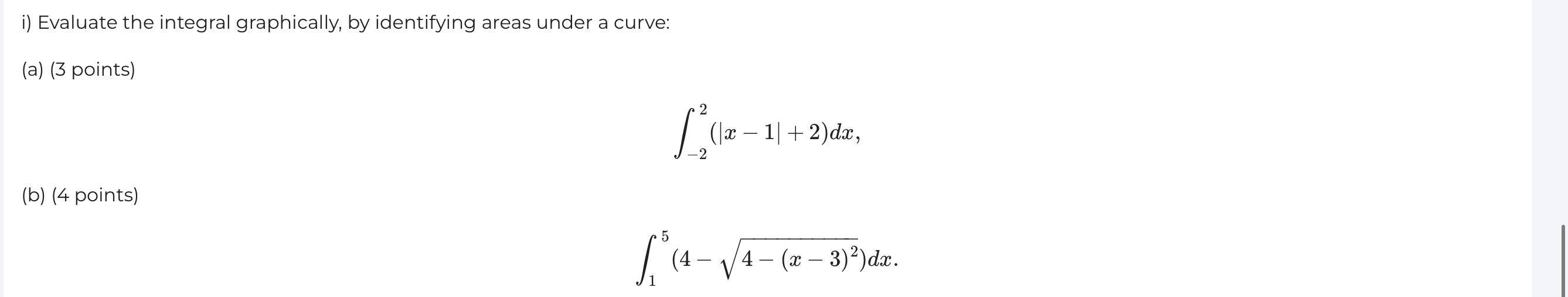 Solved i) ﻿Evaluate the integral graphically, by identifying | Chegg.com