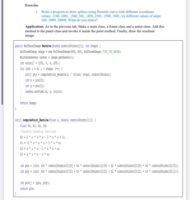 Exercise 1 Write A Program To Draw Splines Using 