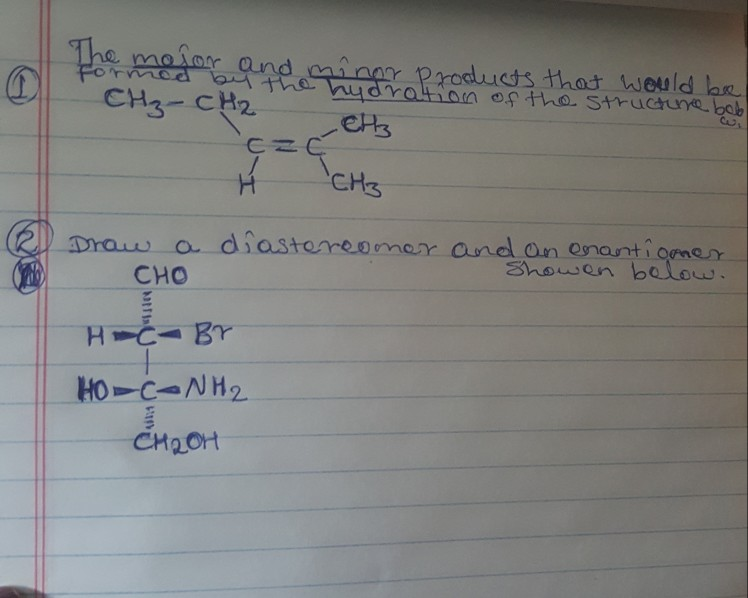 Solved The mofor and minor products that would bee formed by | Chegg.com