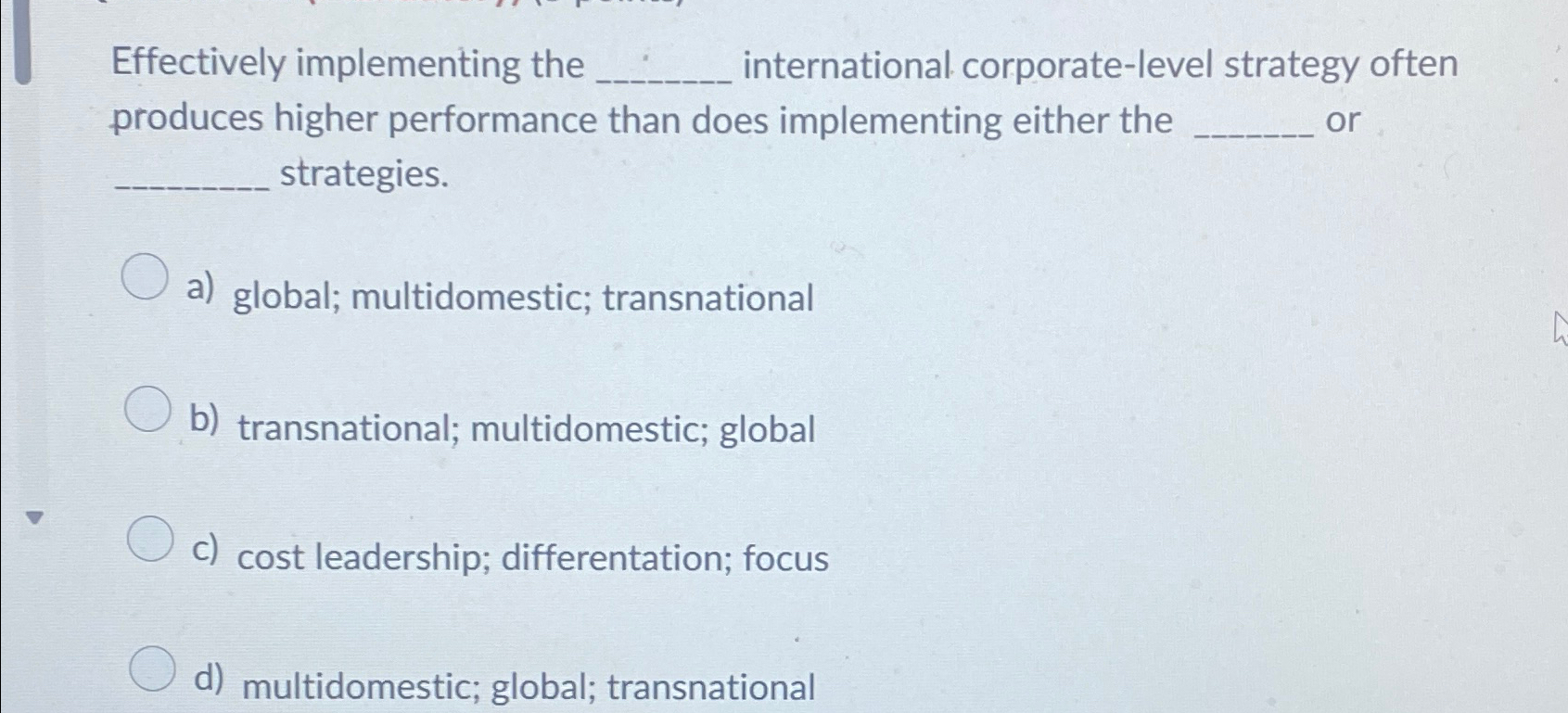 Solved Effectively implementing the international | Chegg.com