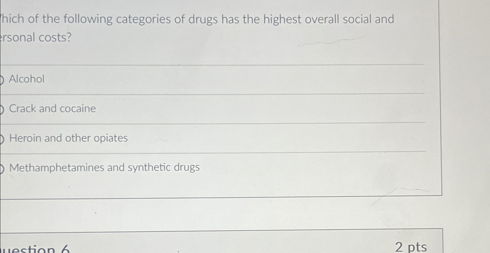 Solved hich of the following categories of drugs has the | Chegg.com