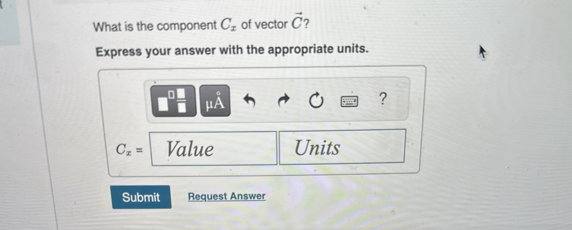 Solved What is the component Cx ﻿of vector vec(C) ?Express | Chegg.com