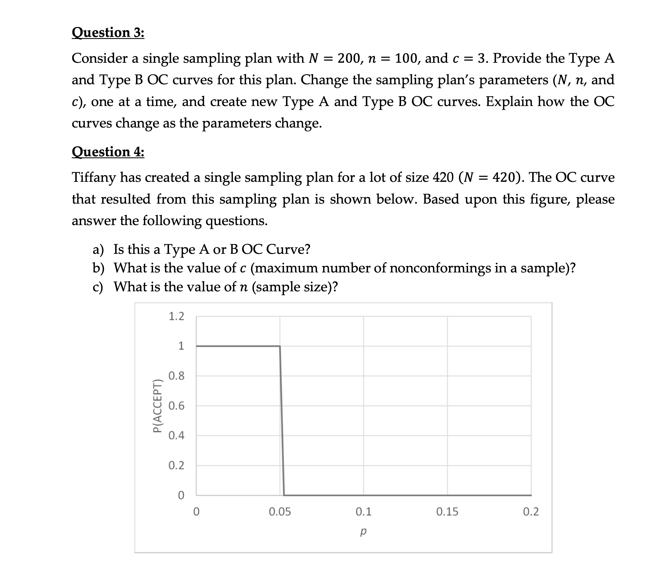 Solved Question 3: Consider a single sampling plan with \( | Chegg.com