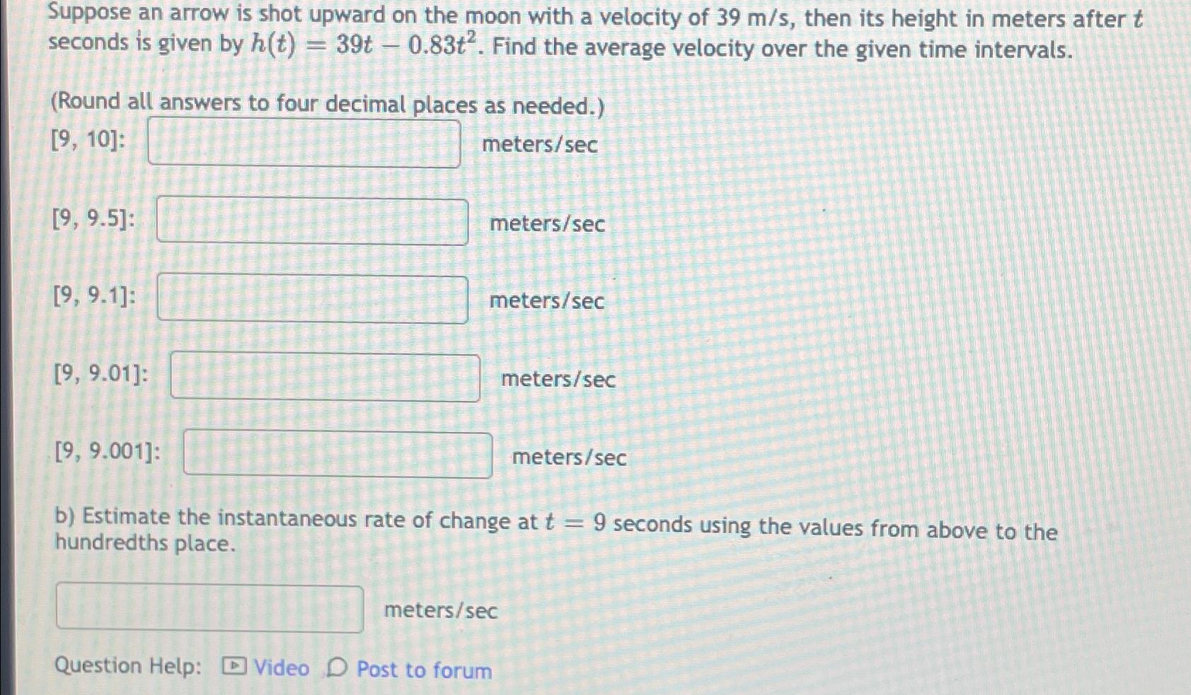 Solved Suppose an arrow is shot upward on the moon with a | Chegg.com
