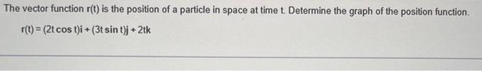 Solved The vector function r(t) is the position of a | Chegg.com