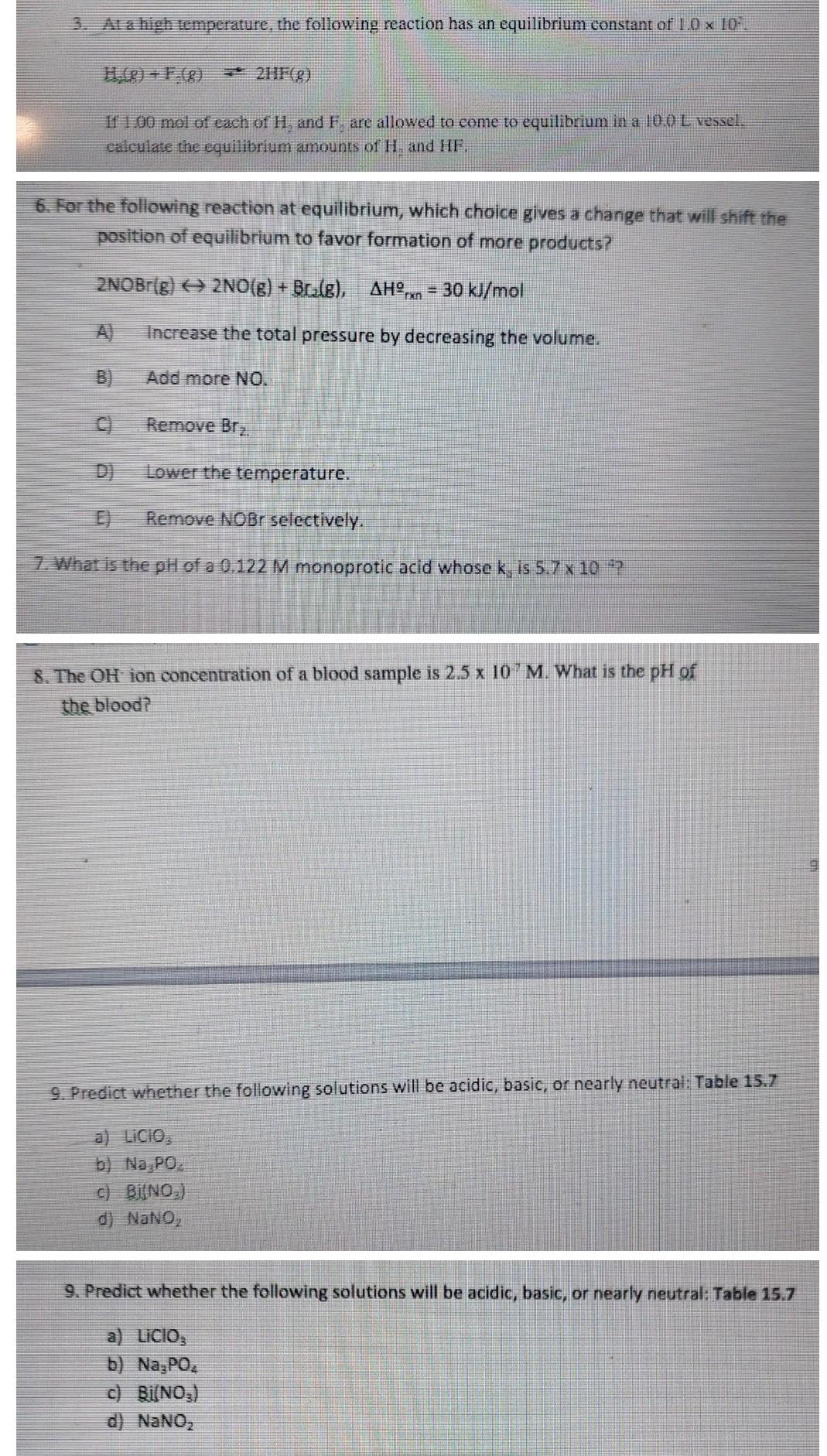 Solved 3. At a high temperature, the following reaction has | Chegg.com